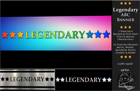 Second Life Marketplace - Legendary Banner Sign ABC