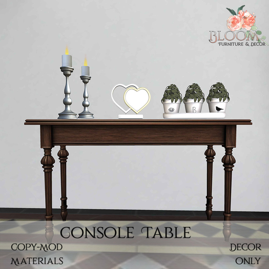 Second Life Marketplace - Bloom! - Console Table (Add me to Unpack)