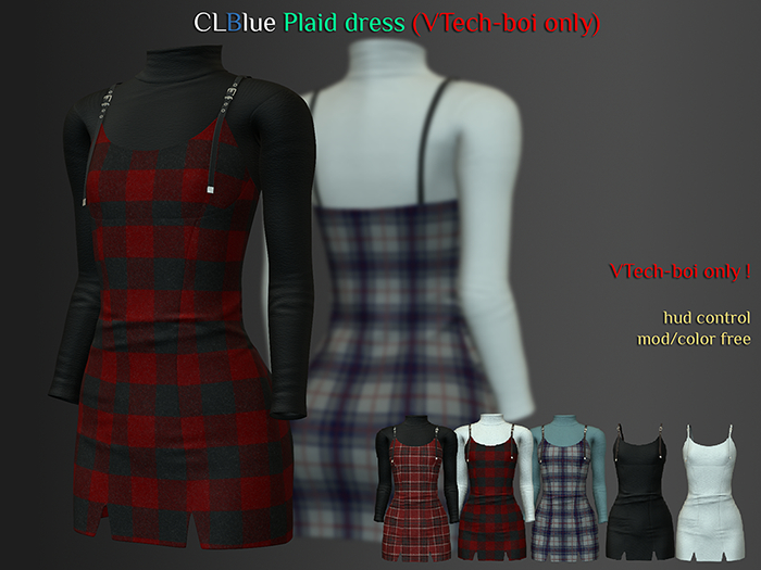Second Life Marketplace - CLBlue-Plaid dress(VTech-boi)