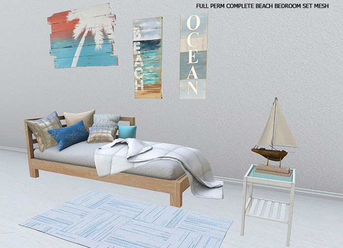 Second Life Marketplace - Full Perm Quality Complete Beach Bedroom Set Mesh