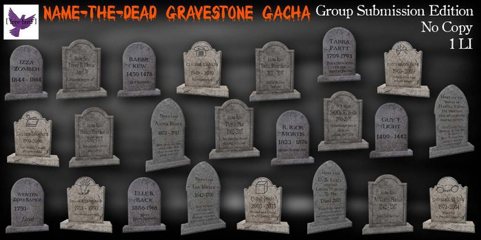 Second Life Marketplace - [ free bird ] Name-the-Dead Gravestone ...
