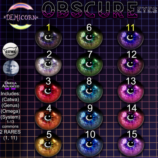 Second Life Marketplace - {Demicorn} Obscure Eyes - 1 RARE