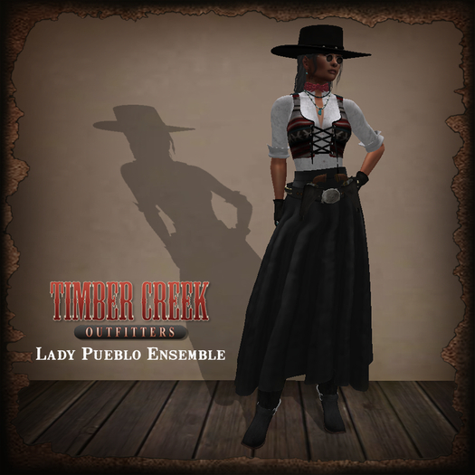 Second Life Marketplace - [Timber Creek] Lady Pueblo Ensemble-Black