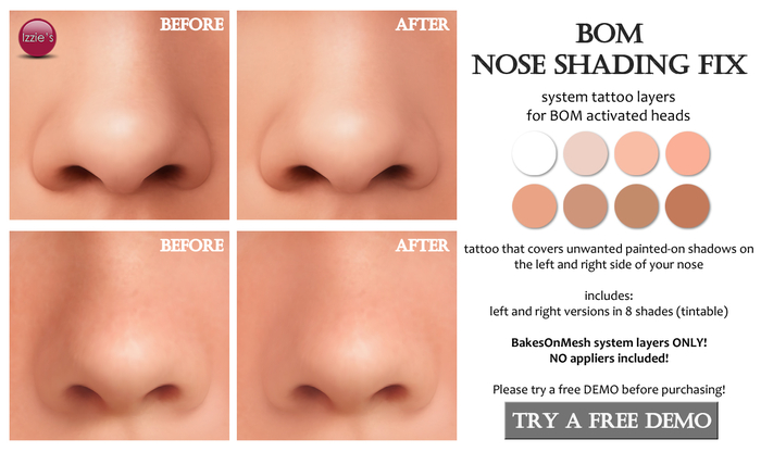 Second Life Marketplace - Izzie's - BOM Nose Shading Fix