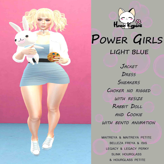 Second Life Marketplace - :Hana Kawaii: Power Girls Light Blue Outfit