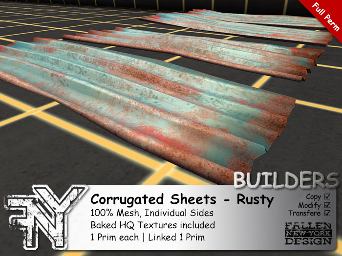 Second Life Marketplace - :FNY: Designs - Corrugated Mesh Sheets Set ...