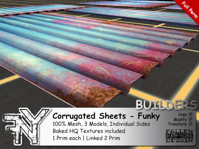 Second Life Marketplace - :FNY: Designs - Corrugated Mesh Sheets Set ...