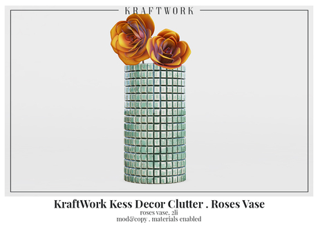 Second Life Marketplace - Kraftwork Kess Corner Unit & Clutter . Roses Vase