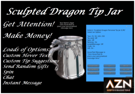 Second Life Marketplace - Sculpted Dragon Tip Jar (C,M)