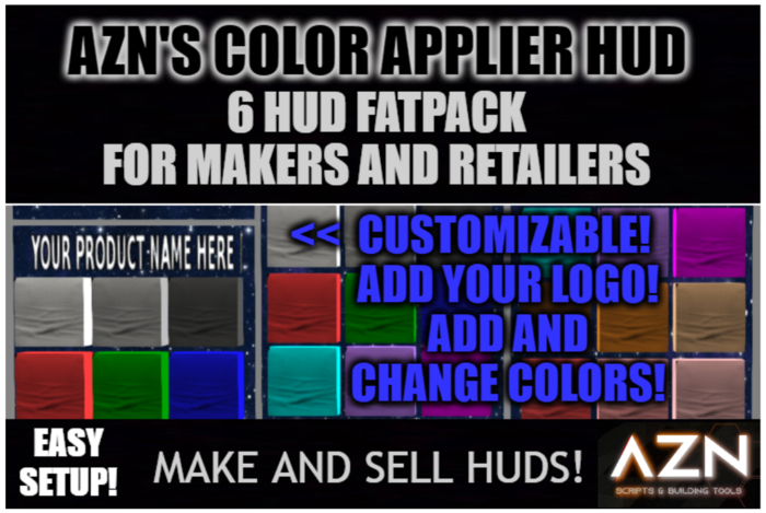 Second Life Marketplace - Azn's Color Applier HUD and Scripts - (6 HUD ...