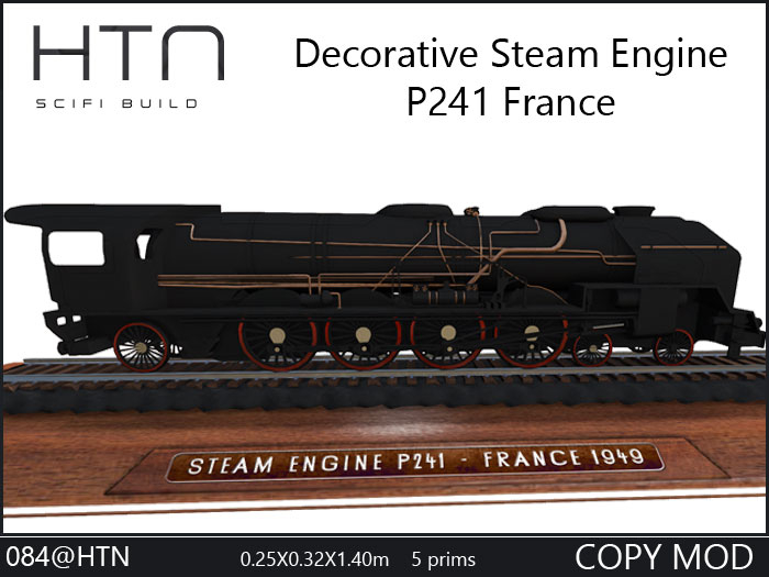 Second Life Marketplace - 084@HTN DECORATION STEAM ENGINE P241 - V - BLACK