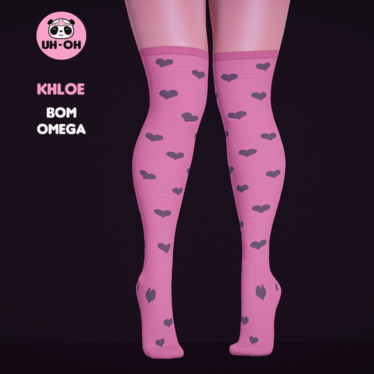 Second Life Marketplace - uh-oh: Khloe Heart Socks (Bubble Gum) - Pink ...
