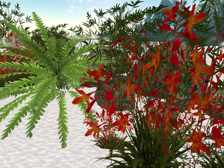 Second Life Marketplace - RW - LOW PRIM Tropical bamboo and fern rock ...