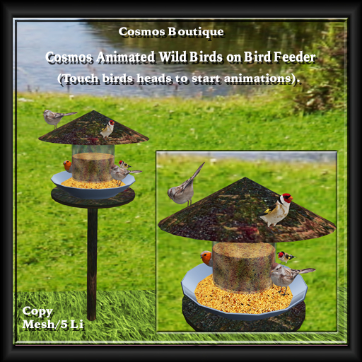 Second Life Marketplace - Cosmos Animated Wild Birds on Bird Feeder ...