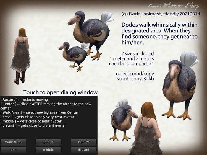 Second Life Marketplace - (g.) Dodo - animesh, friendly 20210314