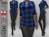 Second Life Marketplace - "GCD" Emilia Closed Plaid Shirts Blue