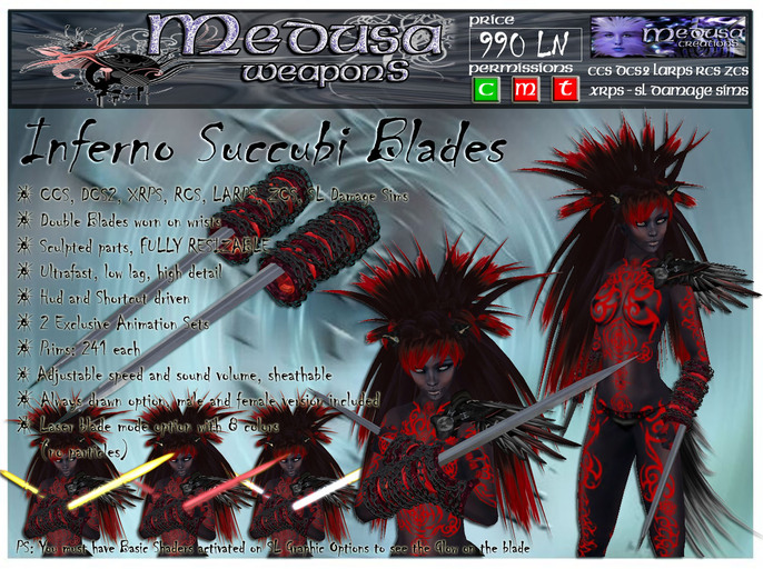 Second Life Marketplace - ~ Medusa Weapons ~ Inferno Succubi Blade (Boxed)