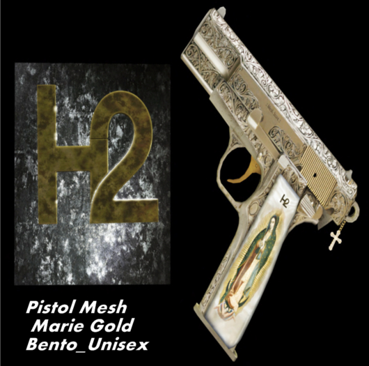 Second Life Marketplace - H2 - Pistol Mesh Marie Gold Bento_Unisex