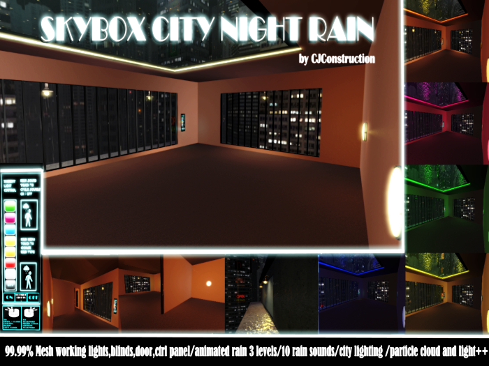 Second Life Marketplace - SKYBOX CITY NIGHT RAIN [ BOXED add me]