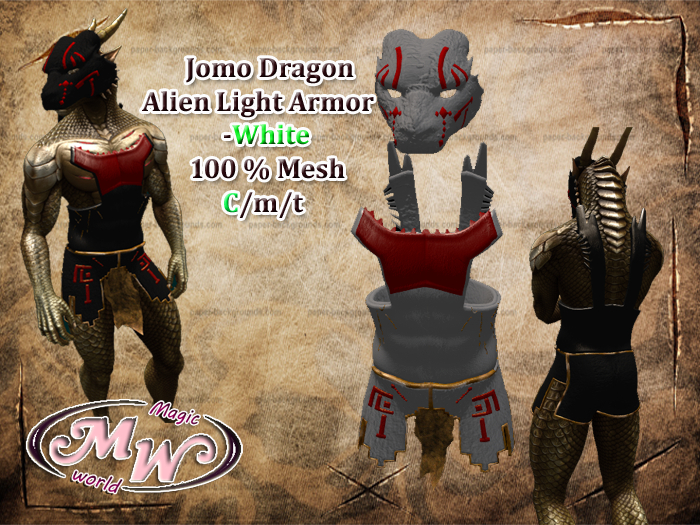 Second Life Marketplace - Jomo Dragon Alien Light armor - White