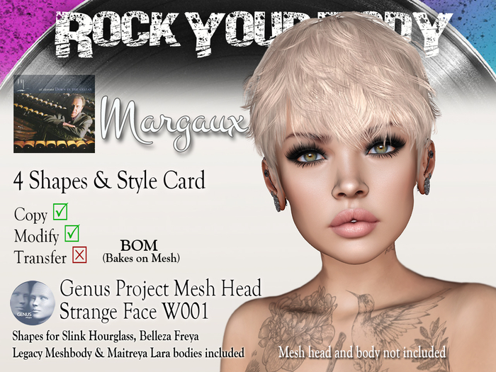 Second Life Marketplace - Rock Your Body Shapes MARGAUX (For Genus Head ...
