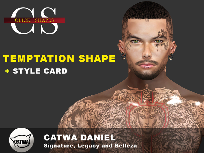 Second Life Marketplace - TEMPTATION Male Shape for Catwa Daniel Head