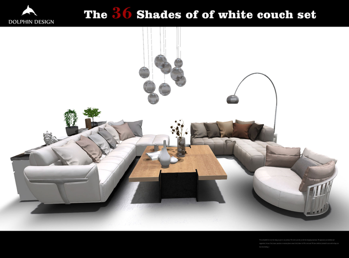 Second Life Marketplace - [Dolphin Design] 36 Shades of white couch set