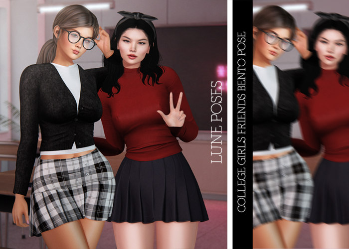 Second Life Marketplace - {{ LUNE }} COLLEGE GIRLS FRIENDS BENTO POSE