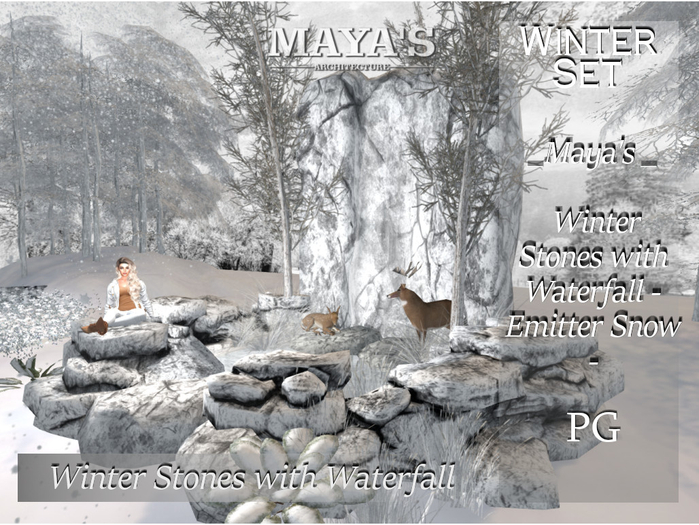 Second Life Marketplace - Mayas - Winter Stones|Winter Waterfall|Animated Deer|Sound|Grass ...