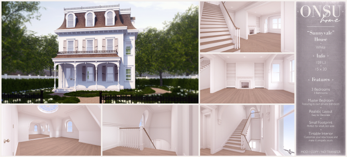 Second Life Marketplace - Onsu ~ "Sunnyvale" House ~ White