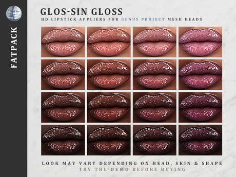 Second Life Marketplace - IVES. Glos-sin Gloss. (GENUS) 'FATPACK'