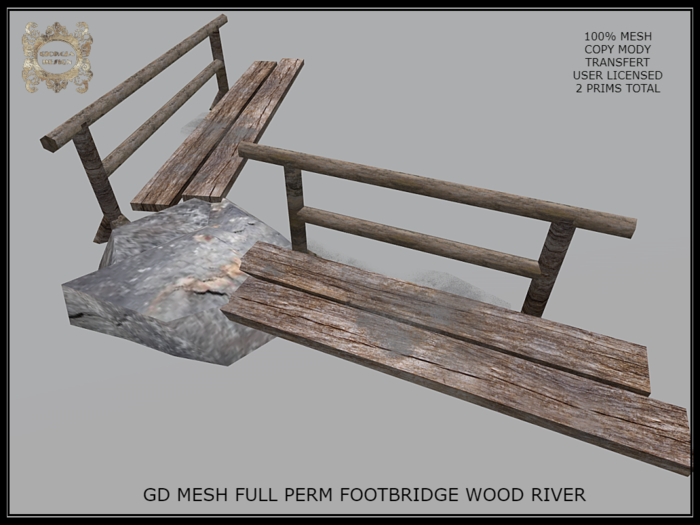 Second Life Marketplace - GD MESH FULL PERM FOOTBRIDGE WOOD RIVER