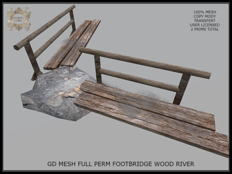 Second Life Marketplace - GD MESH FULL PERM FOOTBRIDGE WOOD RIVER