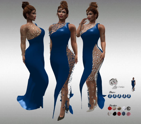 Second Life Marketplace - Luxury Beaded Long Prom One Arm Dress blue ...