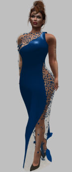 Second Life Marketplace - Luxury Beaded Long Prom One Arm Dress blue ...