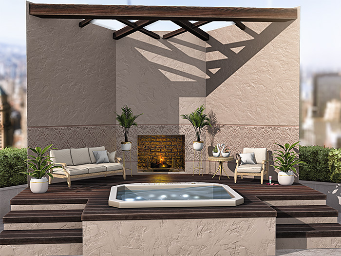 Second Life Marketplace - {moss&mink} Serene Hot Tub Patio (PG)