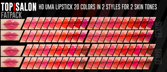Second Life Marketplace - TOP1SALON - HD UMA LIPSTICK (Genus) FATPACK