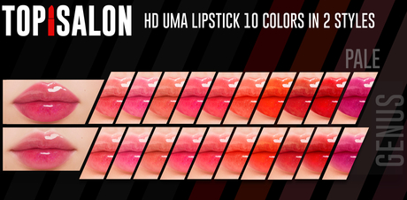 Second Life Marketplace - TOP1SALON - HD UMA LIPSTICK (Genus) FATPACK