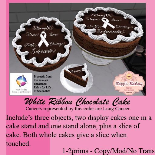 Second Life Marketplace - ~*SB*~ White Ribbon Chocolate Cake