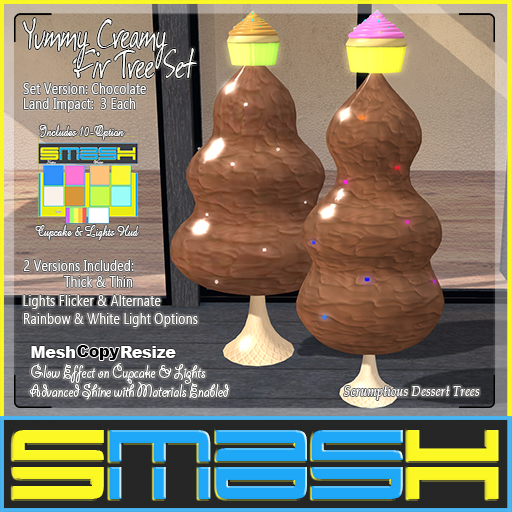 Second Life Marketplace - SMASH - Yummy Creamy Fir Tree Set (Chocolate)