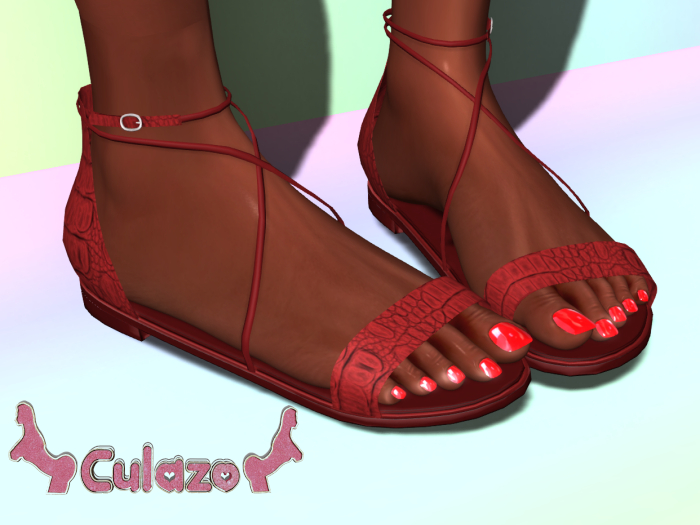 Second Life Marketplace - CULAZO - flat feet sandals red KUPRA
