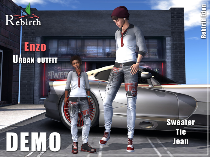 Second Life Marketplace - DEMO Enzo urban unisex outfit for REBIRTH ...