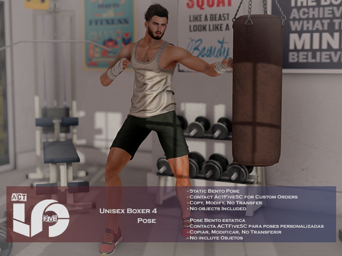 Second Life Marketplace - ACT5-618-Male Boxer 4 Pose (Unisex) BOXED