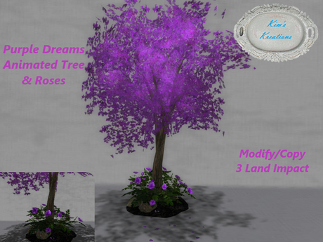 Second Life Marketplace - Gift Purple Dreams Animated Tree & Roses MP
