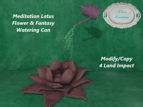 Second Life Marketplace - Meditation Lotus Flower & Fantasy Watering Can MP