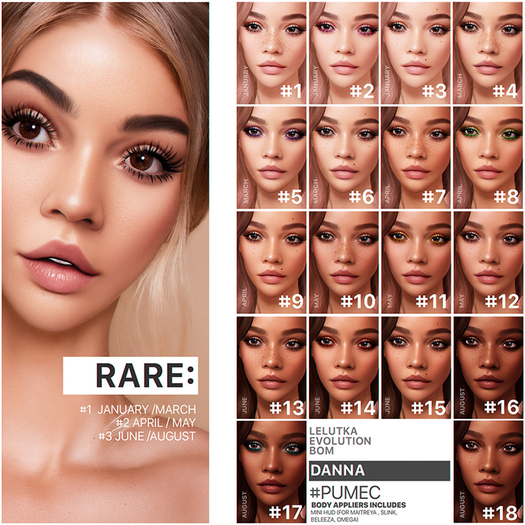 Second Life Marketplace - RARE 2 ---DANNA SKIN SET --- APRIL / MAY