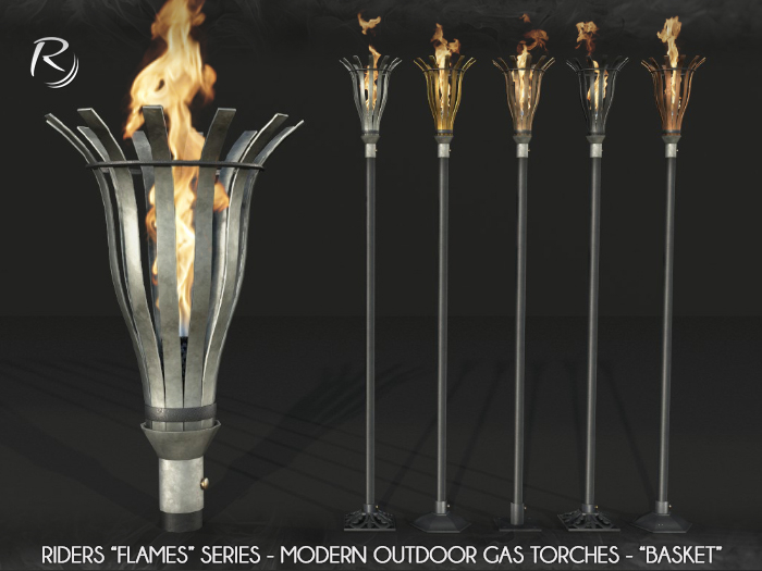 Second Life Marketplace - Riders Modern Gas Outdoor/Patio Torch "Basket"