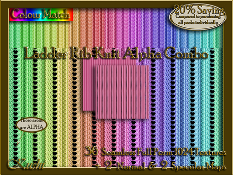Second Life Marketplace - Ladder Rib Knit Combo Seamless Texture Set