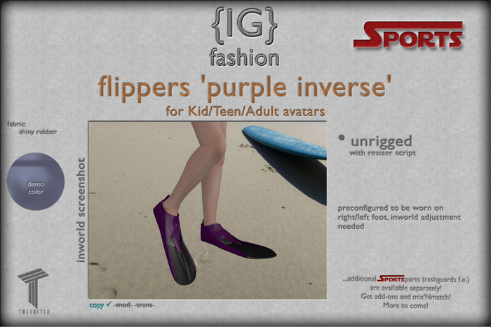 Second Life Marketplace - {IG} fashion Flippers - purple_inverse - [wear]