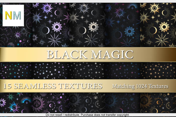 Second Life Marketplace - Black Magic Matching Kit 15 Seamless Textures NM